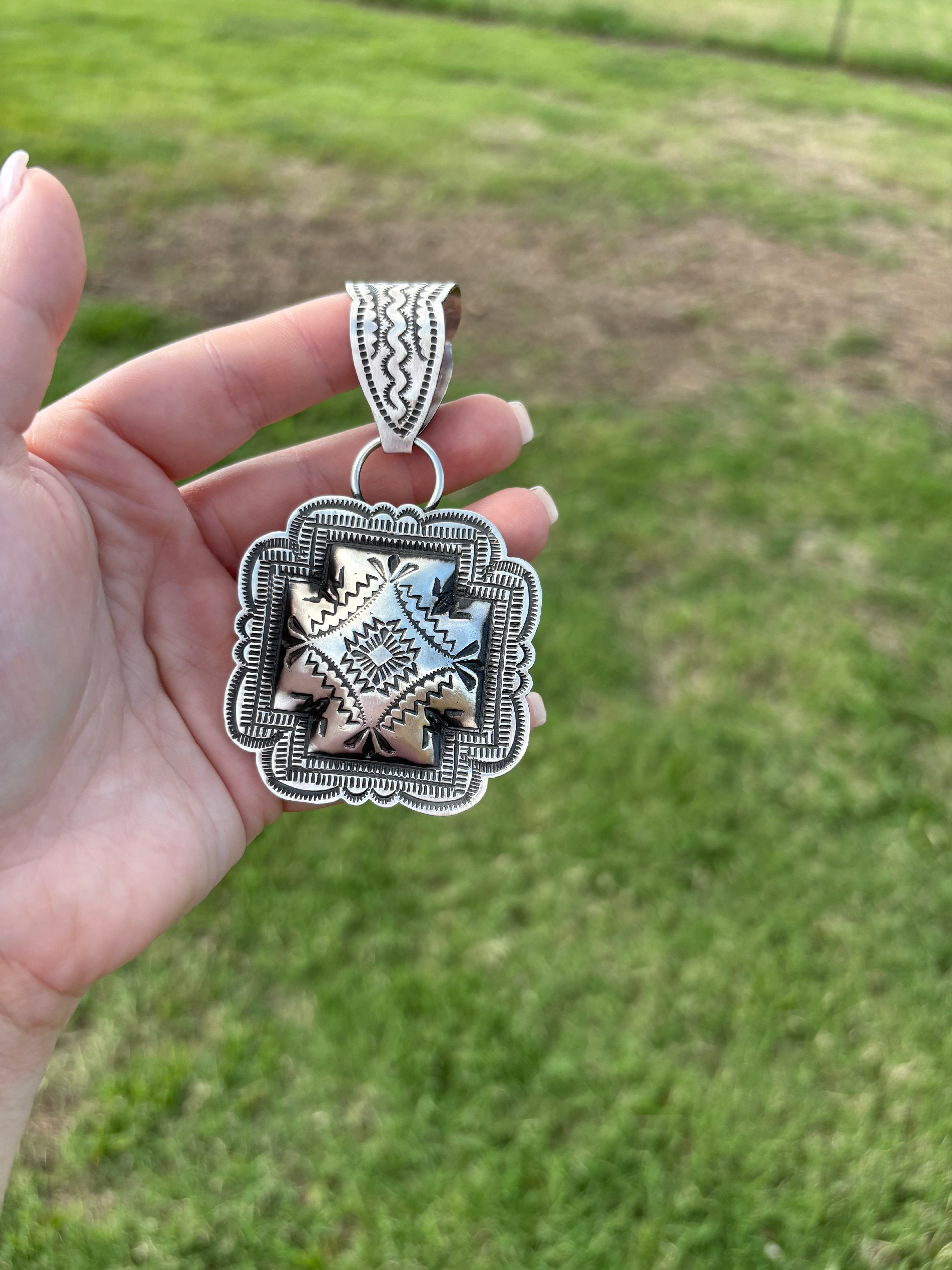 Sterling Large Stamped Cross Pendant – Caney Creek & Co.